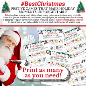 Printable Christmas Rebus Game, Rebus Puzzles, Picture Puzzle Quiz ...