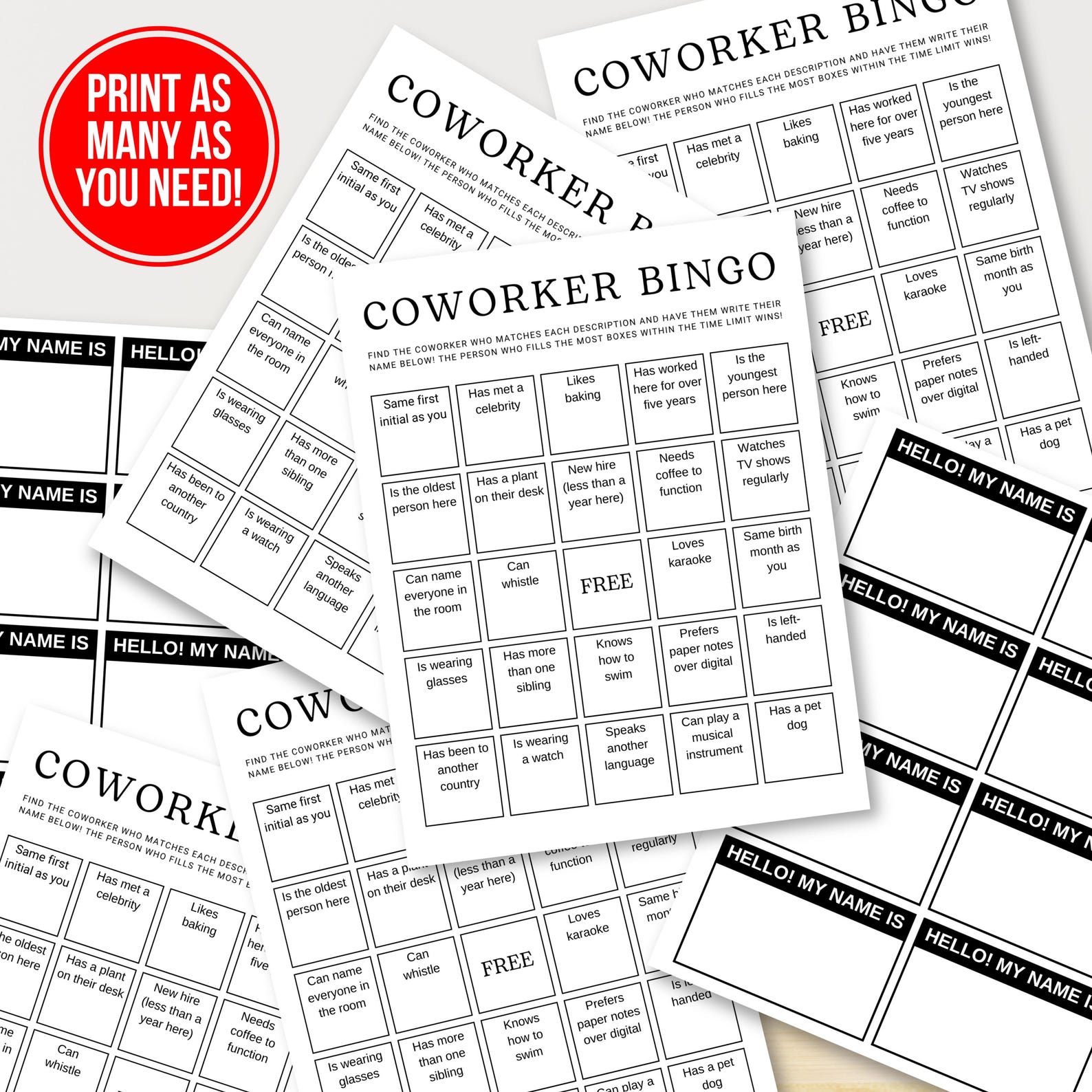 Coworker Bingo, Office Bingo, Find Someone Who Mingle Human Meeting ...