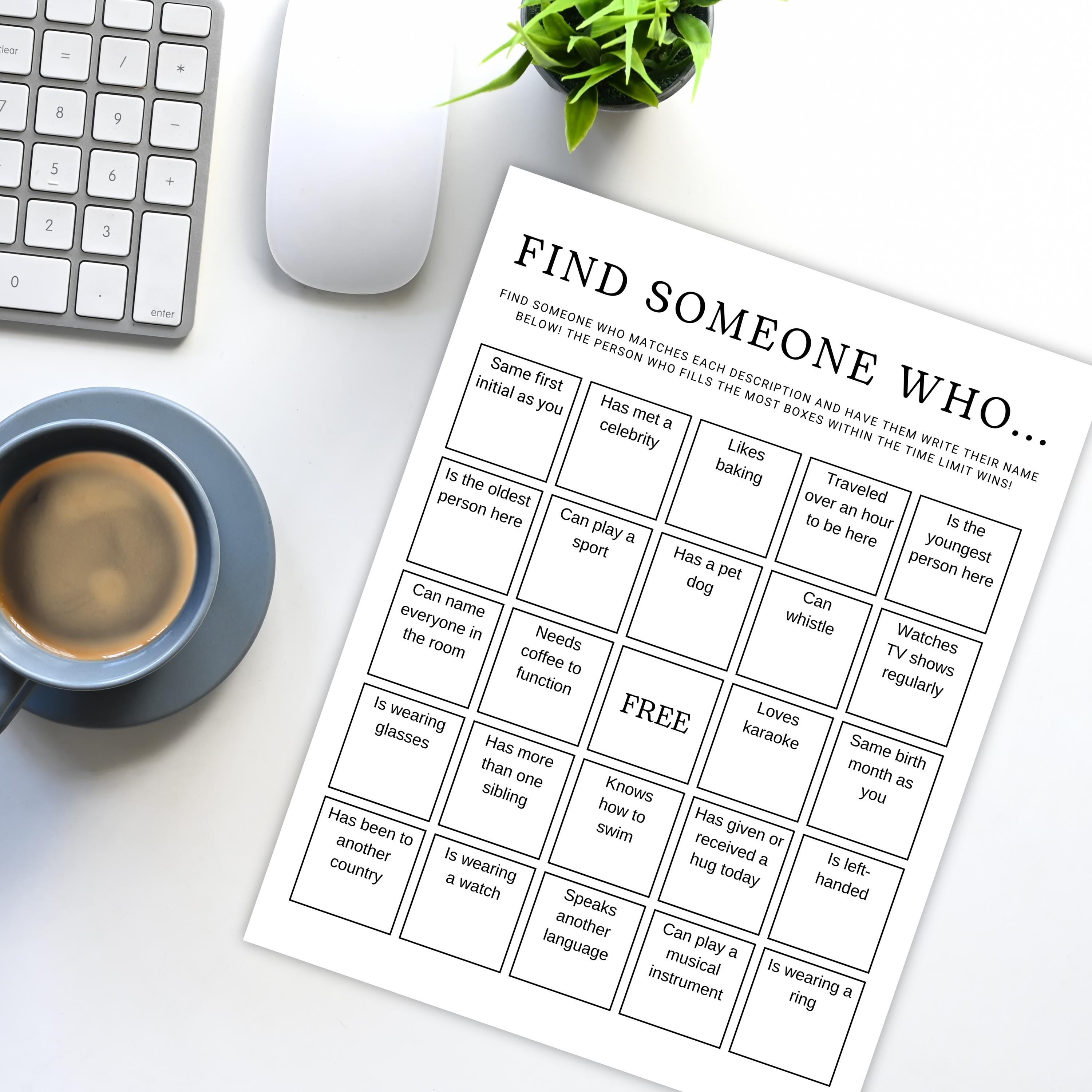 Mingle Bingo, Human Bingo, Find Someone Who Bingo, Find the Guest Bingo ...