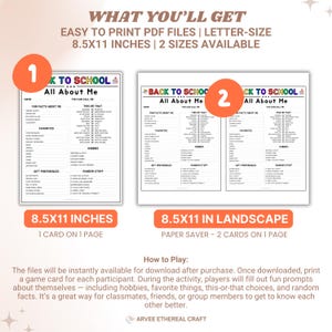 Back to School All About Me, Printable Favorite Things List, This or ...