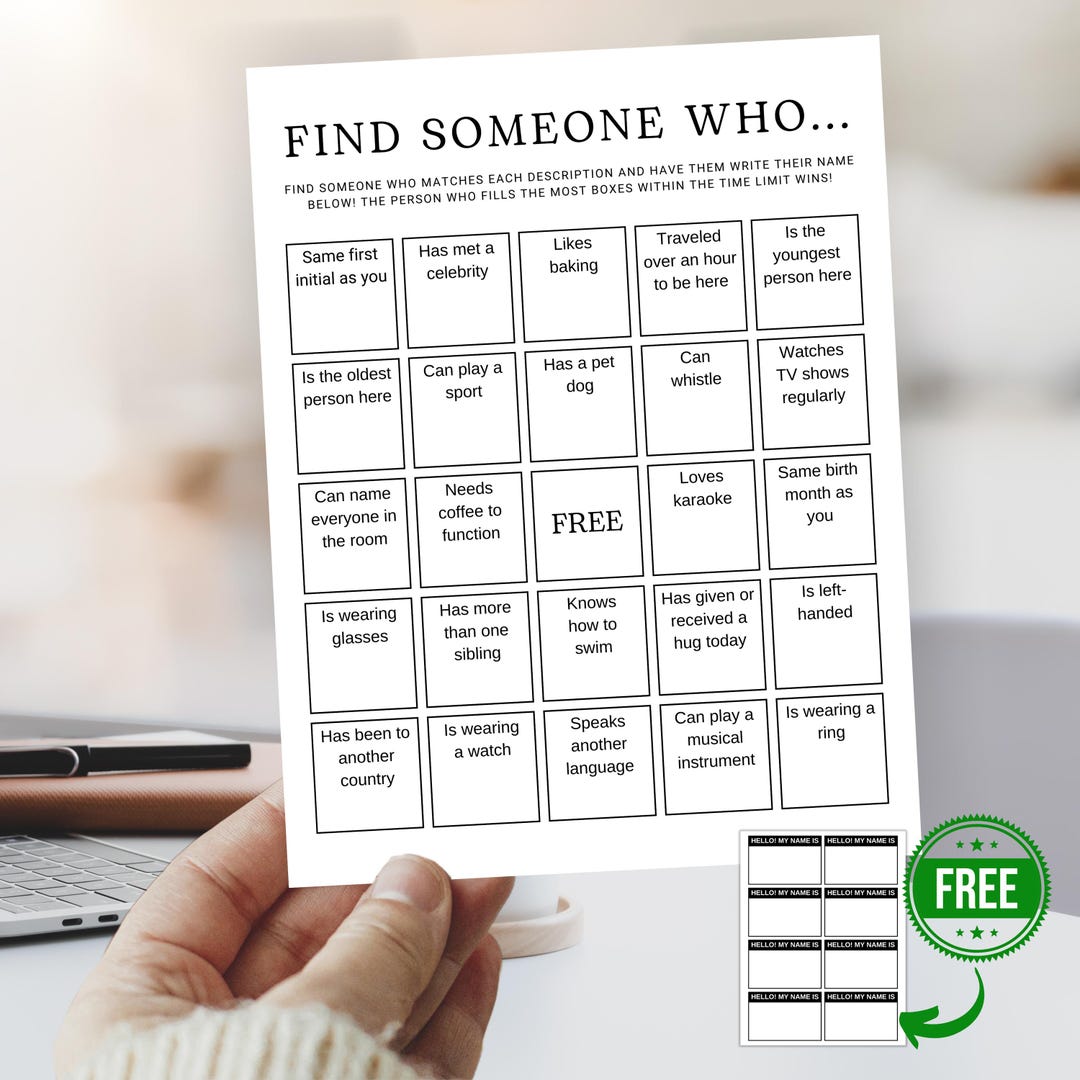 Mingle Bingo, Human Bingo, Find Someone Who Bingo, Find the Guest Bingo ...