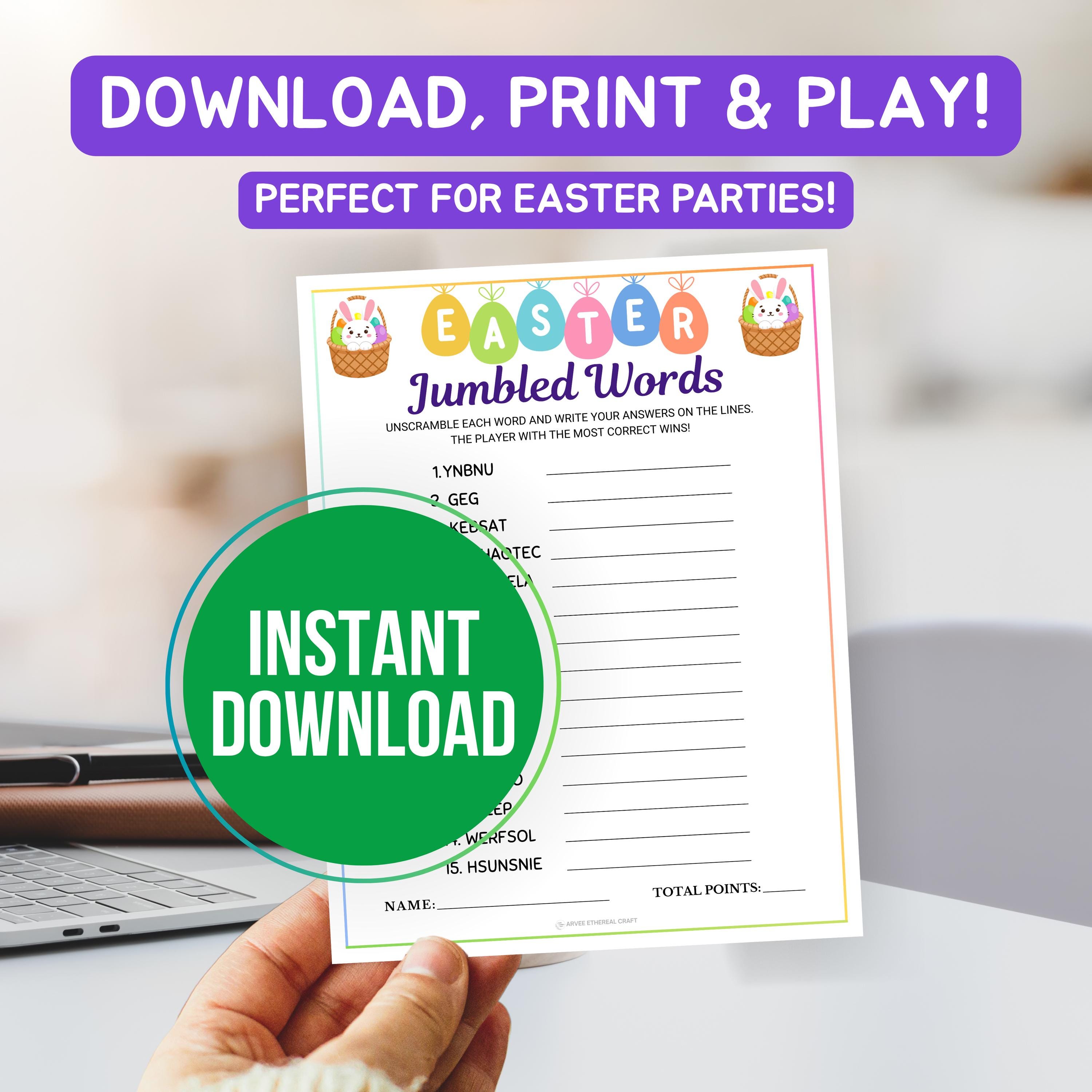 Scrambled Words Game, Printable Word Scramble Game, Easter Jumbled ...