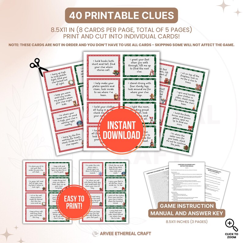 Christmas Scavenger Hunt, Indoor Christmas Treasure Hunt Kids, Family ...