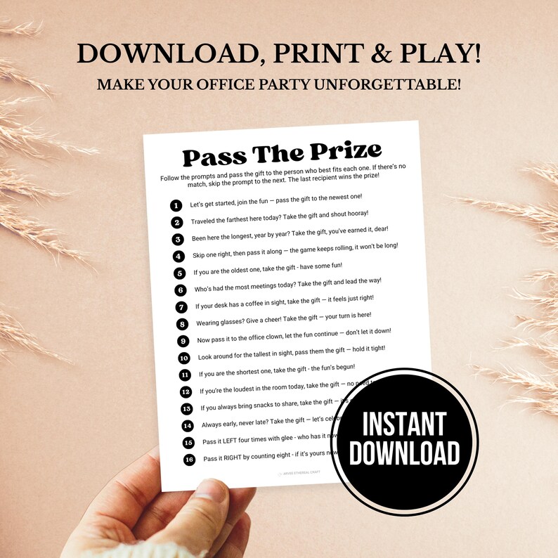 Office Party Games, Pass the Prize Game, Printable Gift Exchange Pass ...