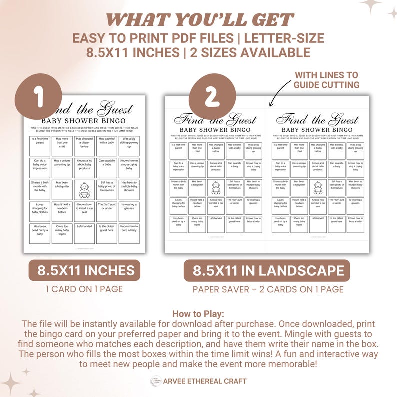 Baby Shower Find the Guest Bingo, Baby Shower Bingo, Printable Find ...