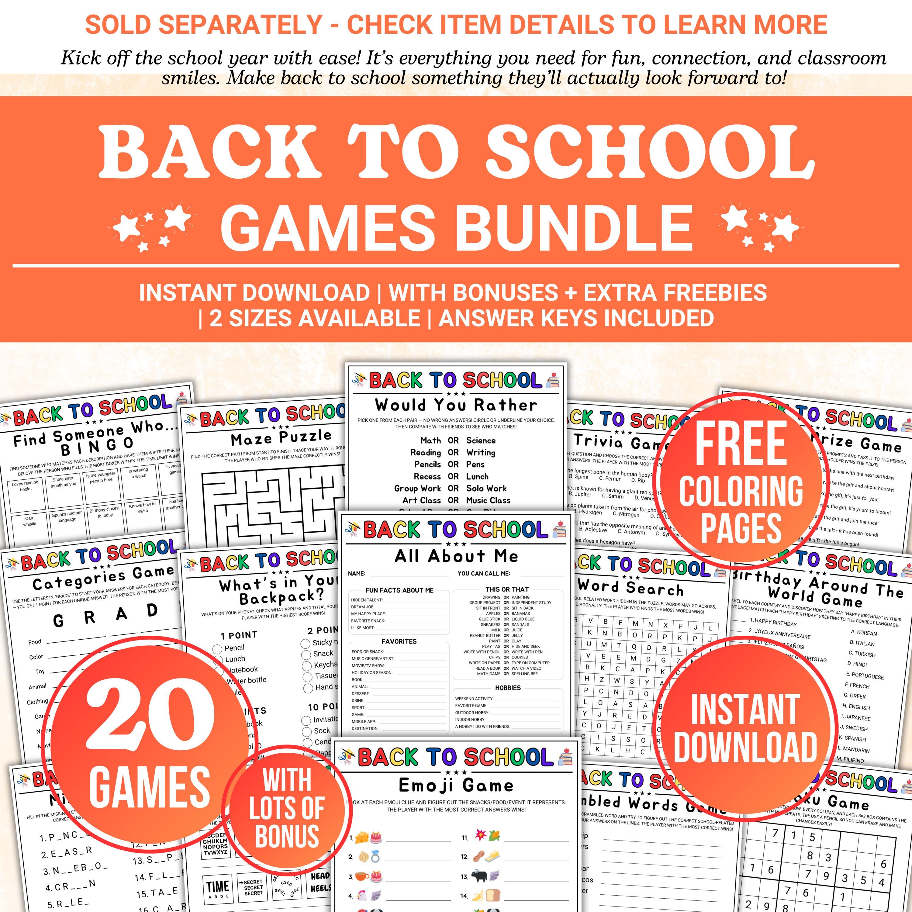Back to School Rebus Game, Printable Rebus Puzzles, Word Play Trivia ...