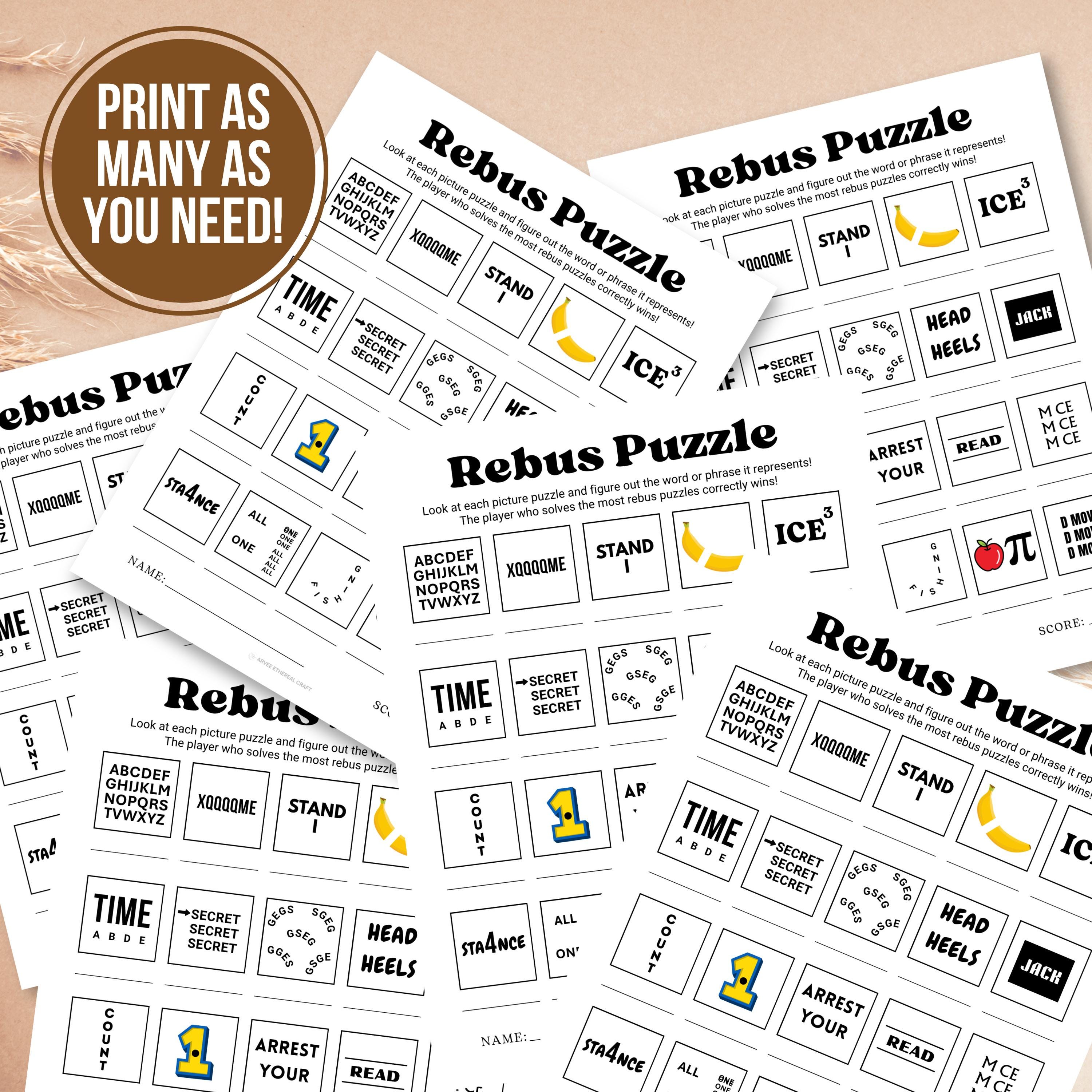 Office Party Games, Rebus Puzzles, Printable Rebus Game, Picture Puzzle ...