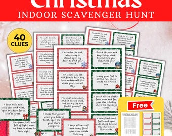 Christmas Scavenger Hunt, Indoor Christmas Treasure Hunt Kids, Family ...