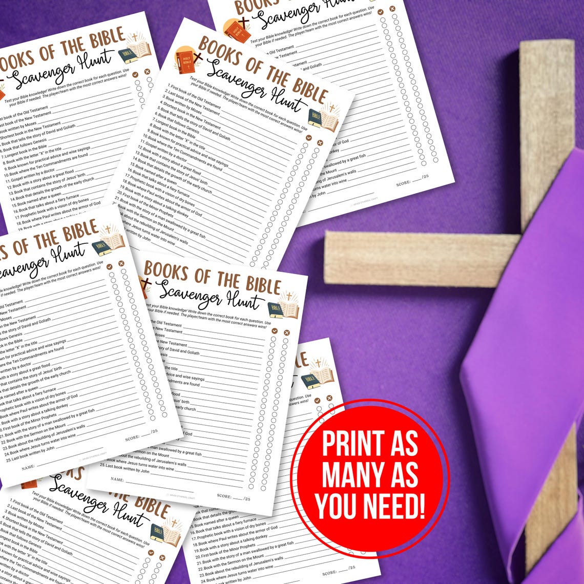 Books of the Bible Scavenger Hunt Game, Printable Church Women Ministry ...