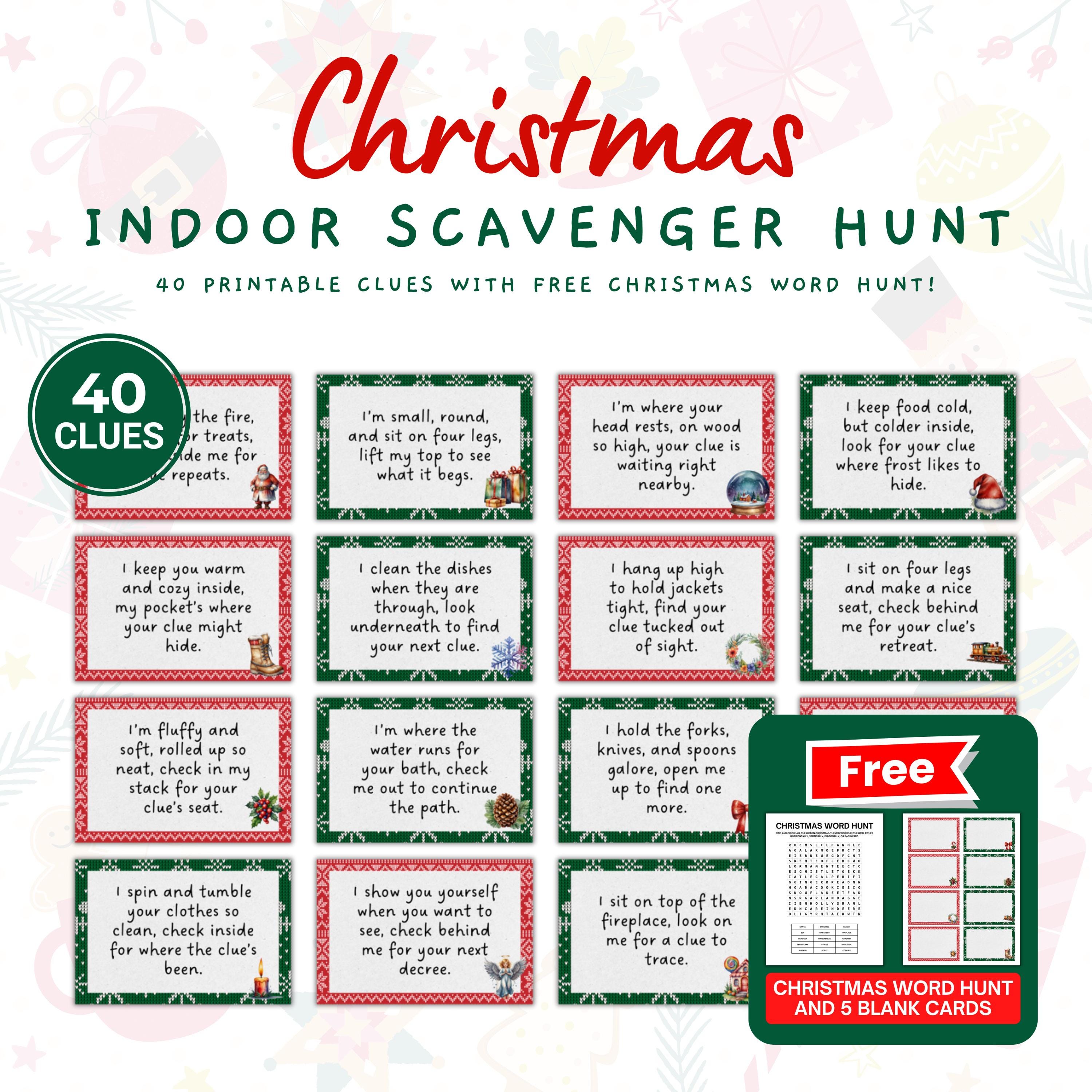 Christmas Scavenger Hunt, Indoor Christmas Treasure Hunt Kids, Family ...