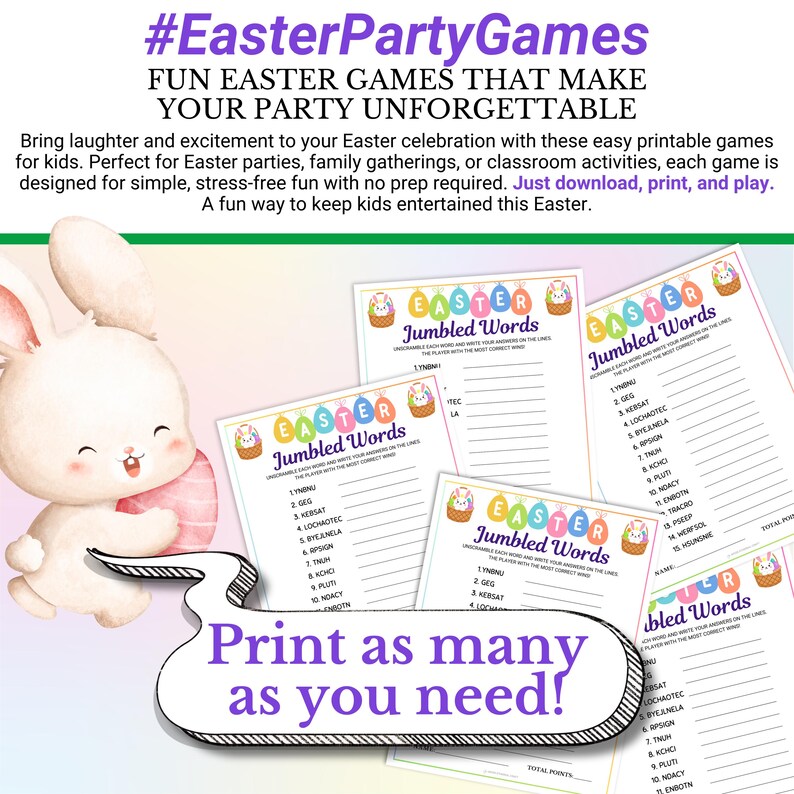 Scrambled Words Game, Printable Word Scramble Game, Easter Jumbled ...