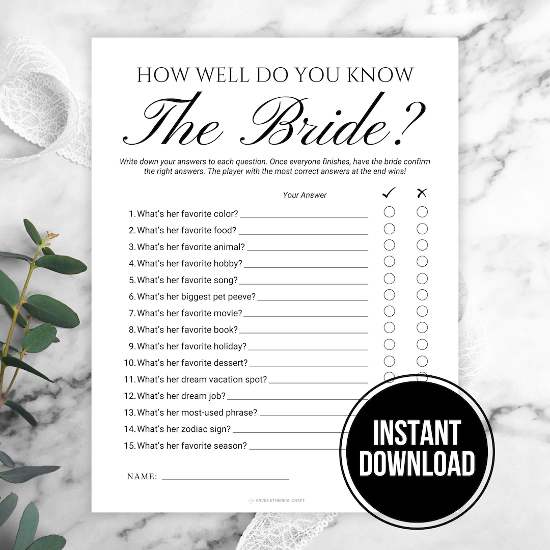 How Well Do You Know the Bride Game, Who Knows the Bride Best ...