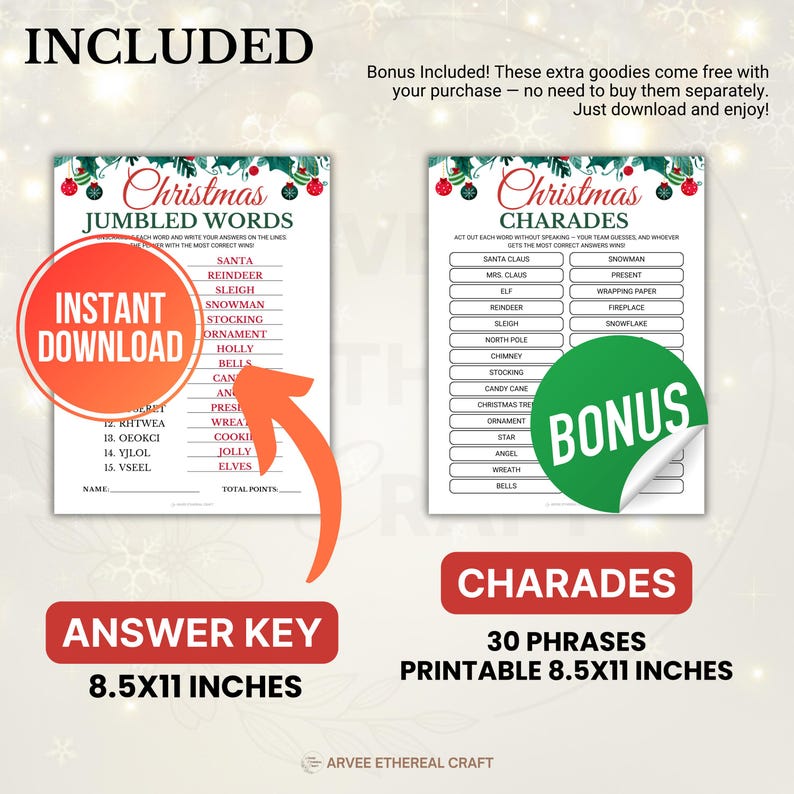 Christmas Scrambled Words Game, Printable Jumbled Words Game, Word ...