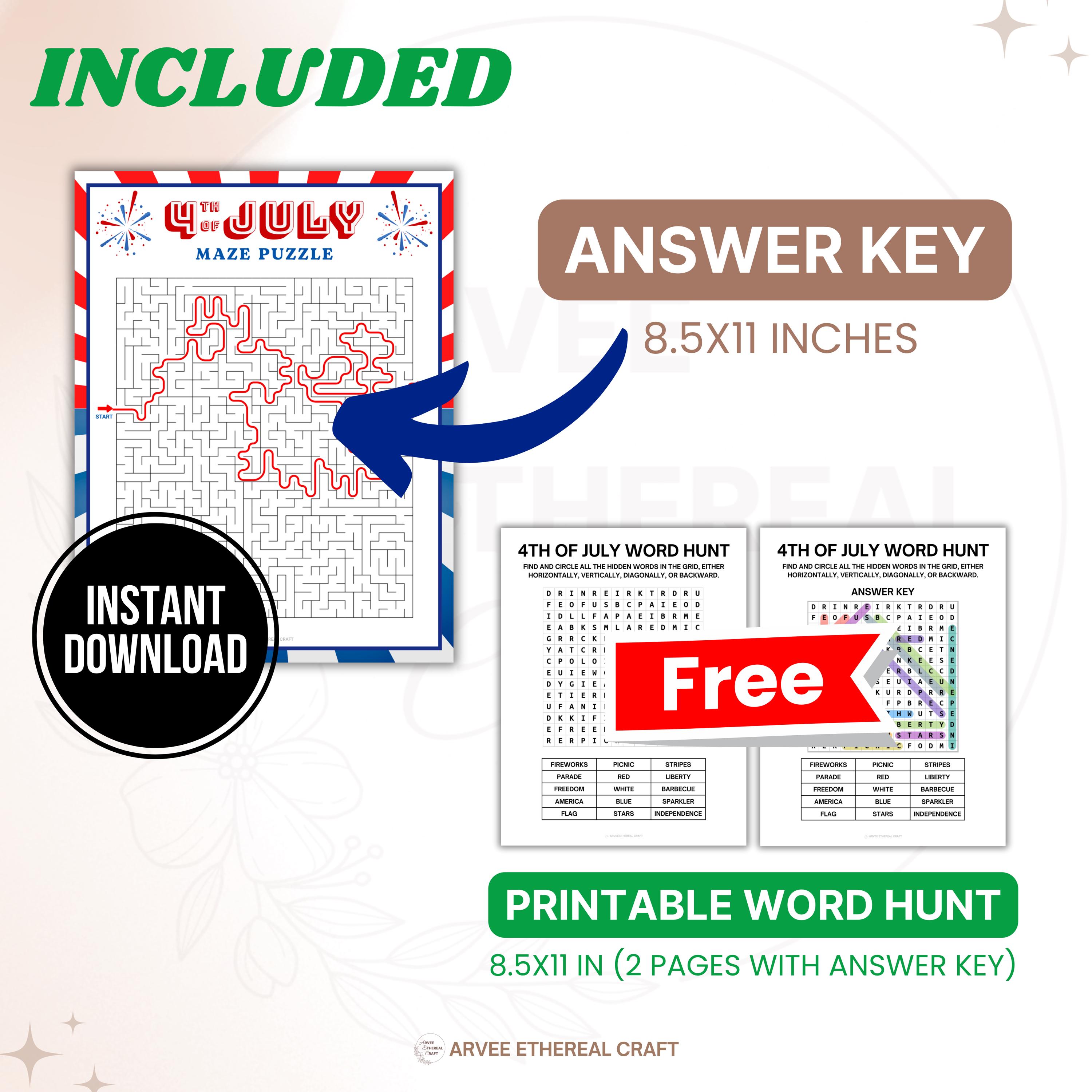 4th of July Maze Puzzle, Printable Maze Game, Labyrinth Game ...