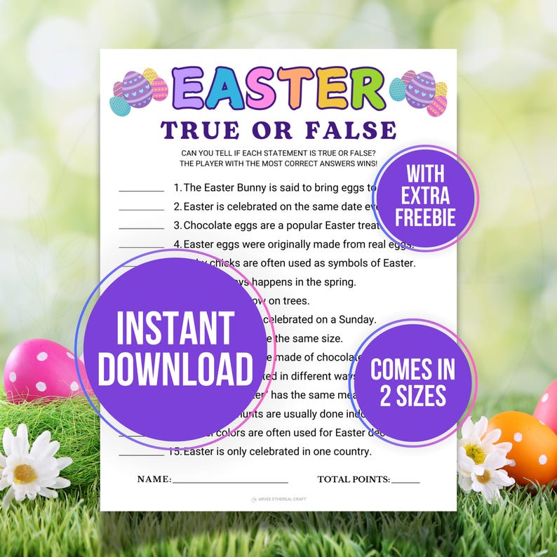 Printable Easter True or False Game, Trivia Games, General Knowledge ...
