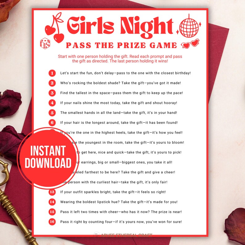 Girls Night Pass the Prize Game, Pass the Gift Present Game, Left Right ...