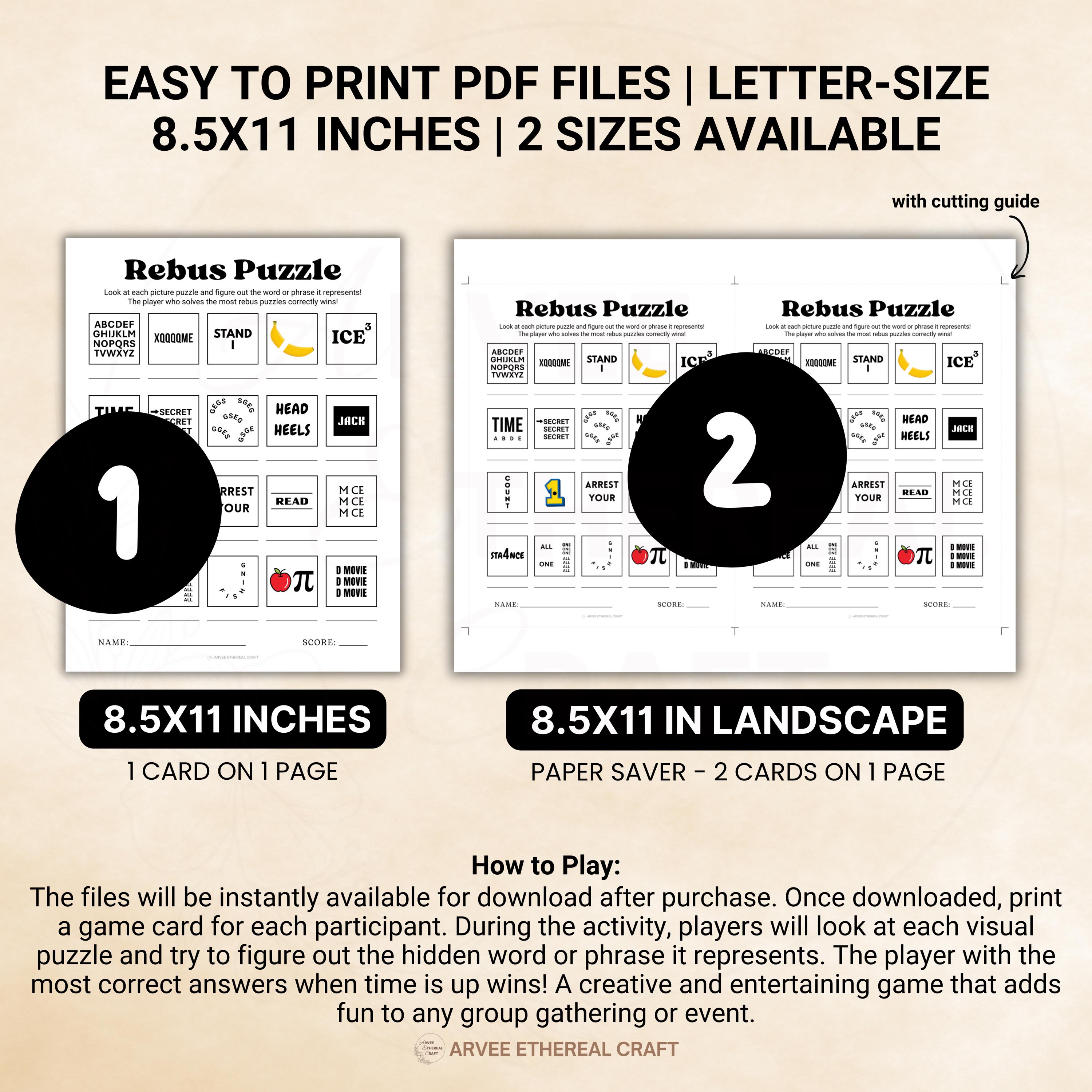 Office Party Games, Rebus Puzzles, Printable Rebus Game, Picture Puzzle ...