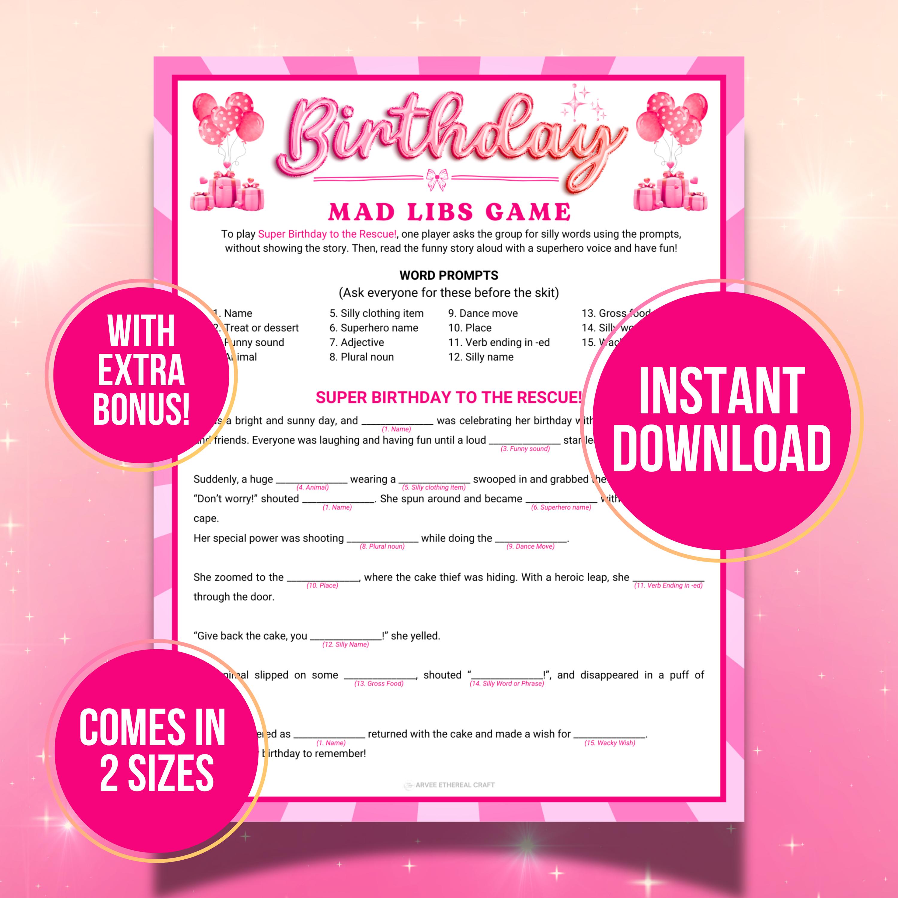 Mad Libs Game, Printable Ad Libs Funny Story Time, Fill in the Blank ...