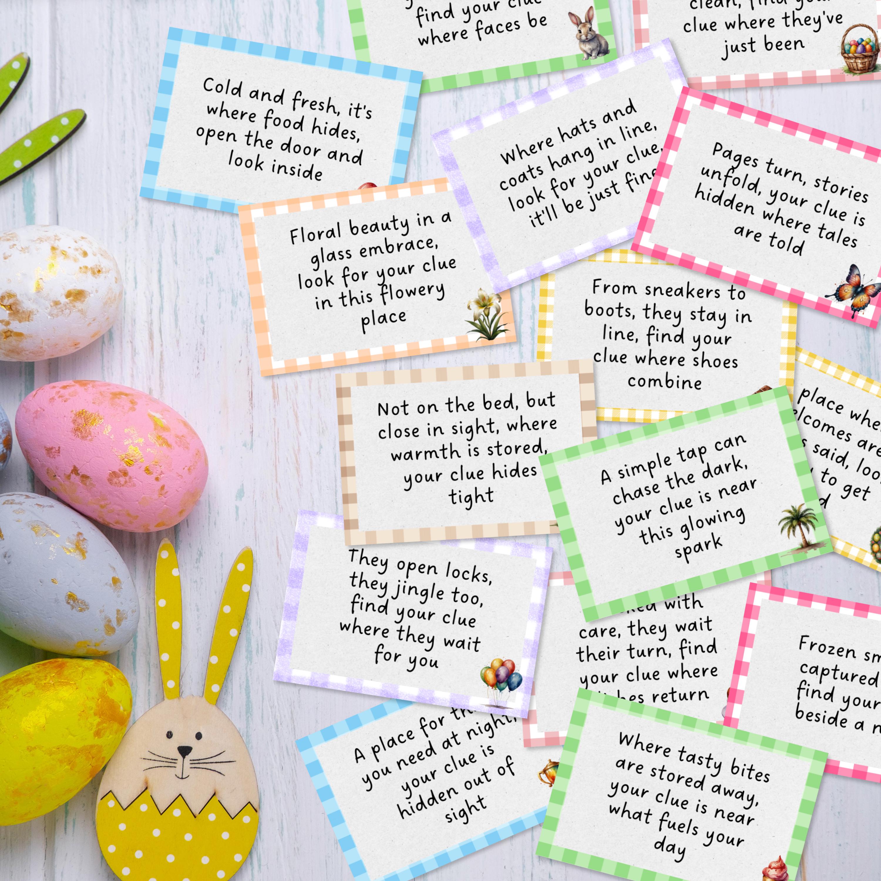 Easter Scavenger Hunt for Kids, Indoor Treasure Hunt Clues, Printable ...
