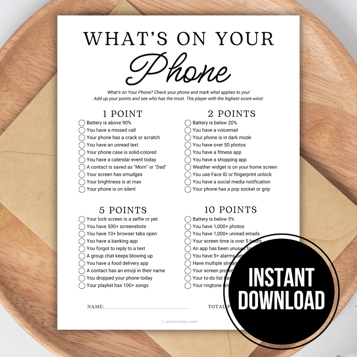 What’s on Your Phone Game, Printable Cell Phone Game, Family Reunion ...