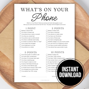 What’s on Your Phone Game, Printable Cell Phone Game, Family Reunion ...