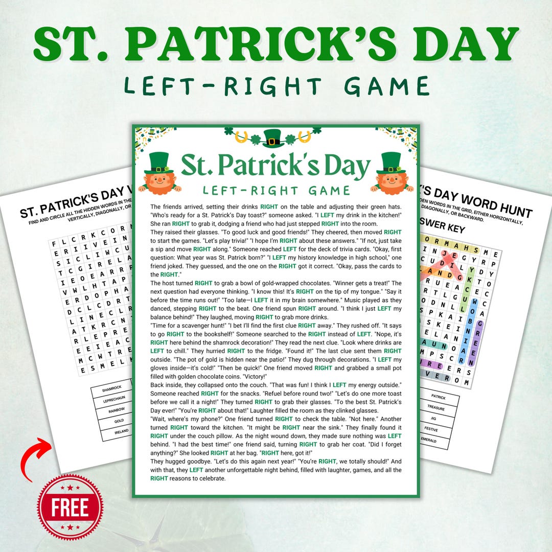 St Patricks Day Left Right Game, Pass the Prize Gift Present Game ...
