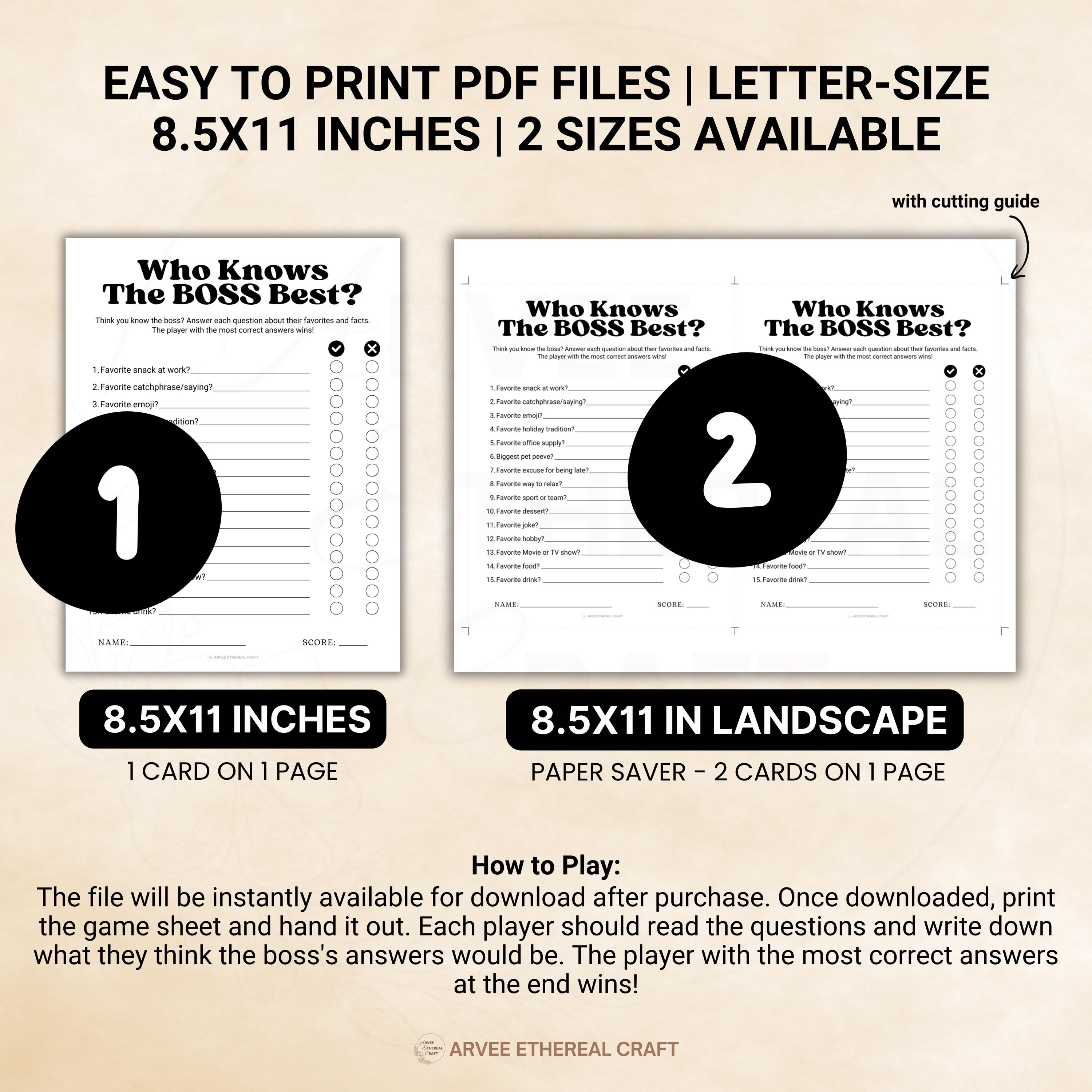 Office Party Games, Who Knows the Boss Best Game, Printable How Well Do ...