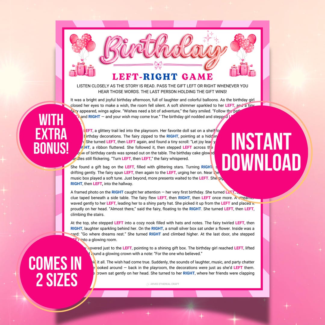 Left Right Game, Printable Pass the Gift Present Game, Kids Gift ...