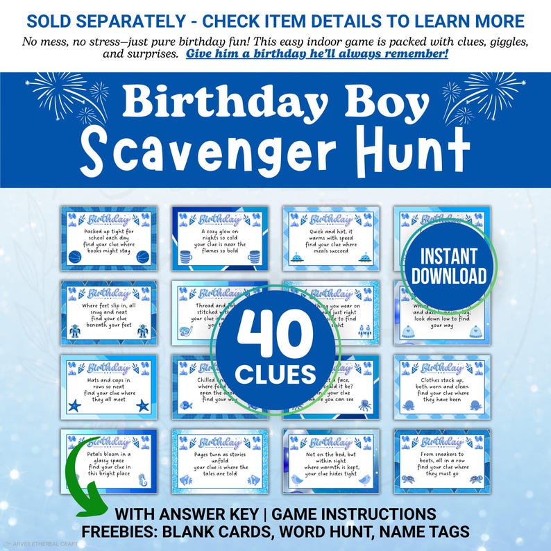 Birthday Selfie Scavenger Hunt, Printable Picture Photo Scavenger Hunt ...