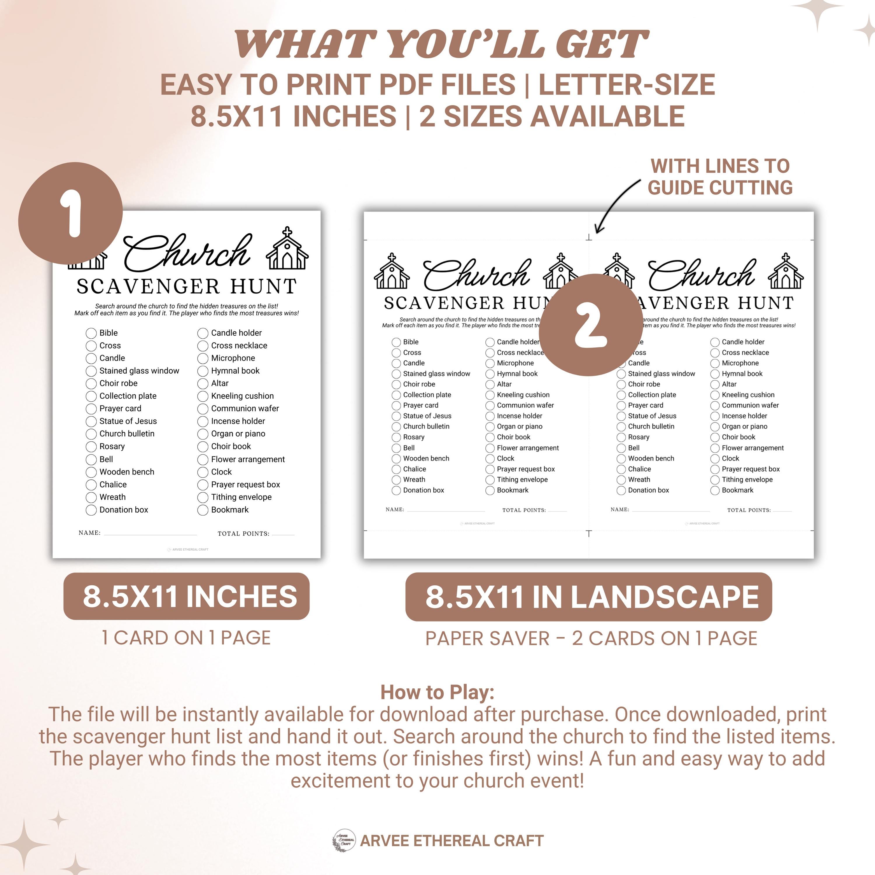 Church Scavenger Hunt, Bible Scavenger Hunt, Church Treasure Hunt ...