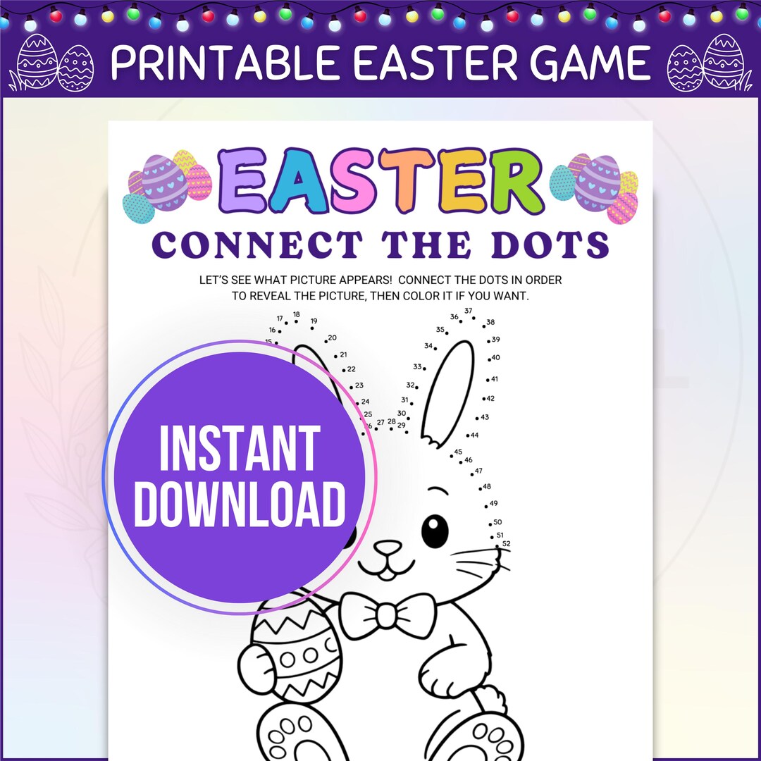 Easter Connect the Dots Game, Printable Dot to Dot Worksheet, Kids ...