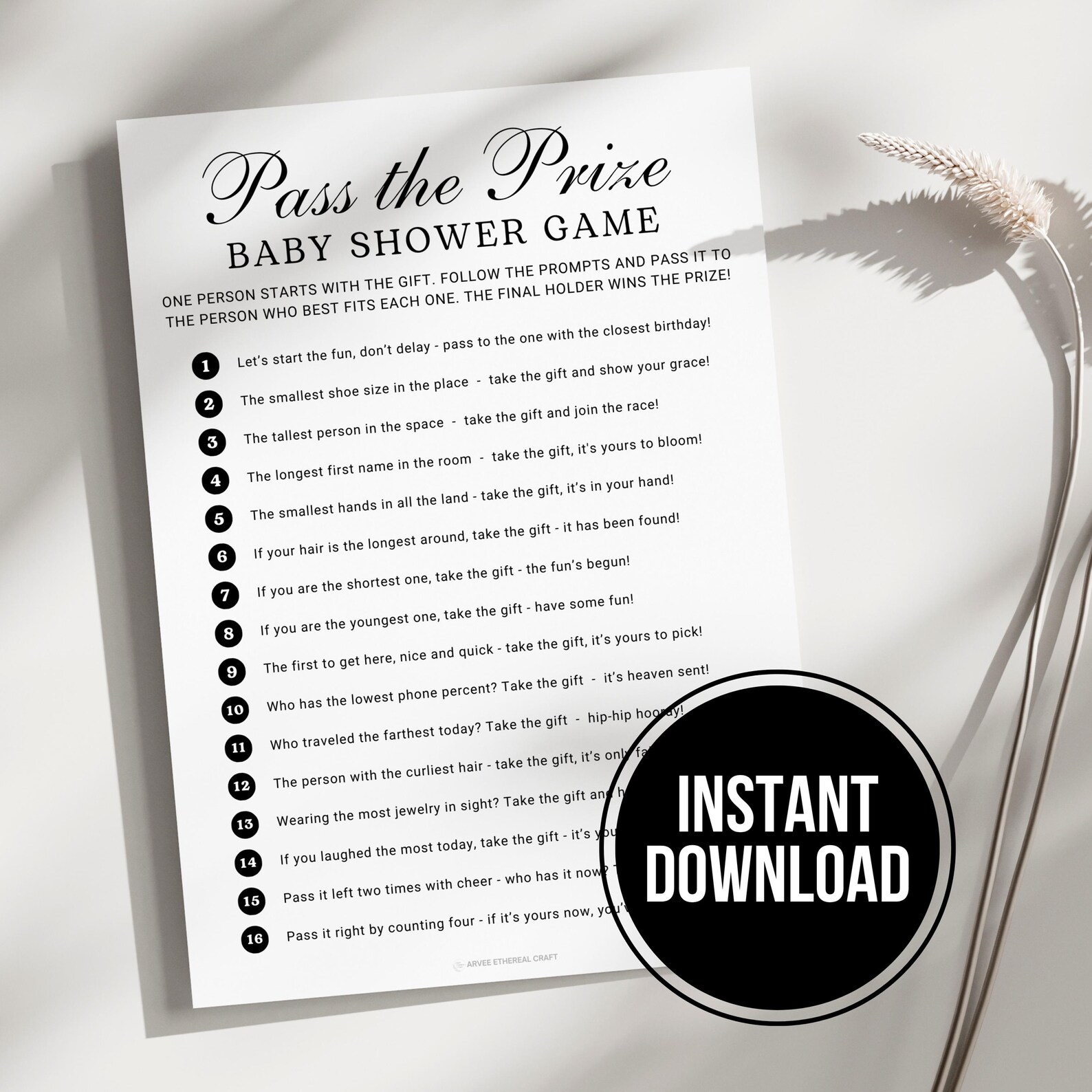 Baby Shower Pass the Prize Game, Baby Shower Activity Pass the Gift ...