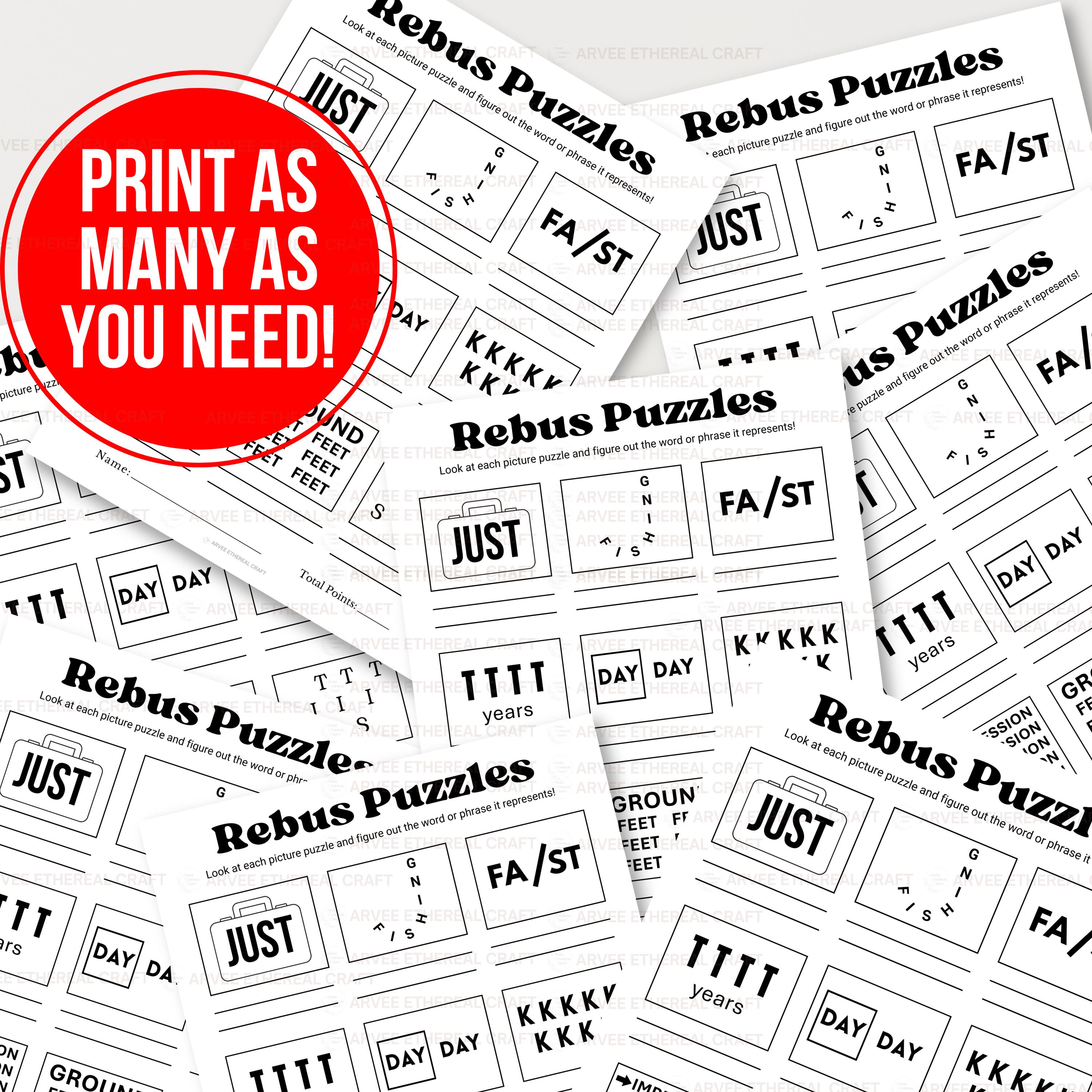 Printable Brain Teaser Games, Rebus Puzzle Quiz, Picture Word Puzzles ...