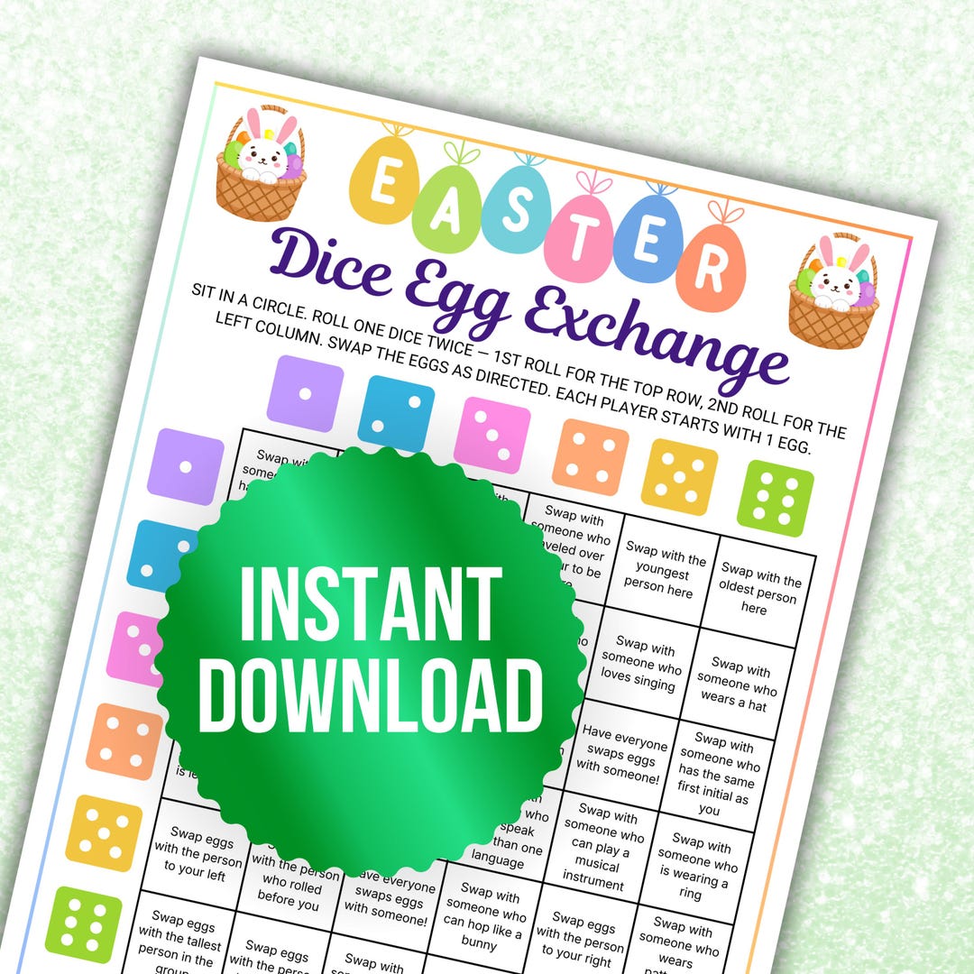 Egg Exchange Dice Game, Printable Easter Egg Party Game, Roll the Dice ...