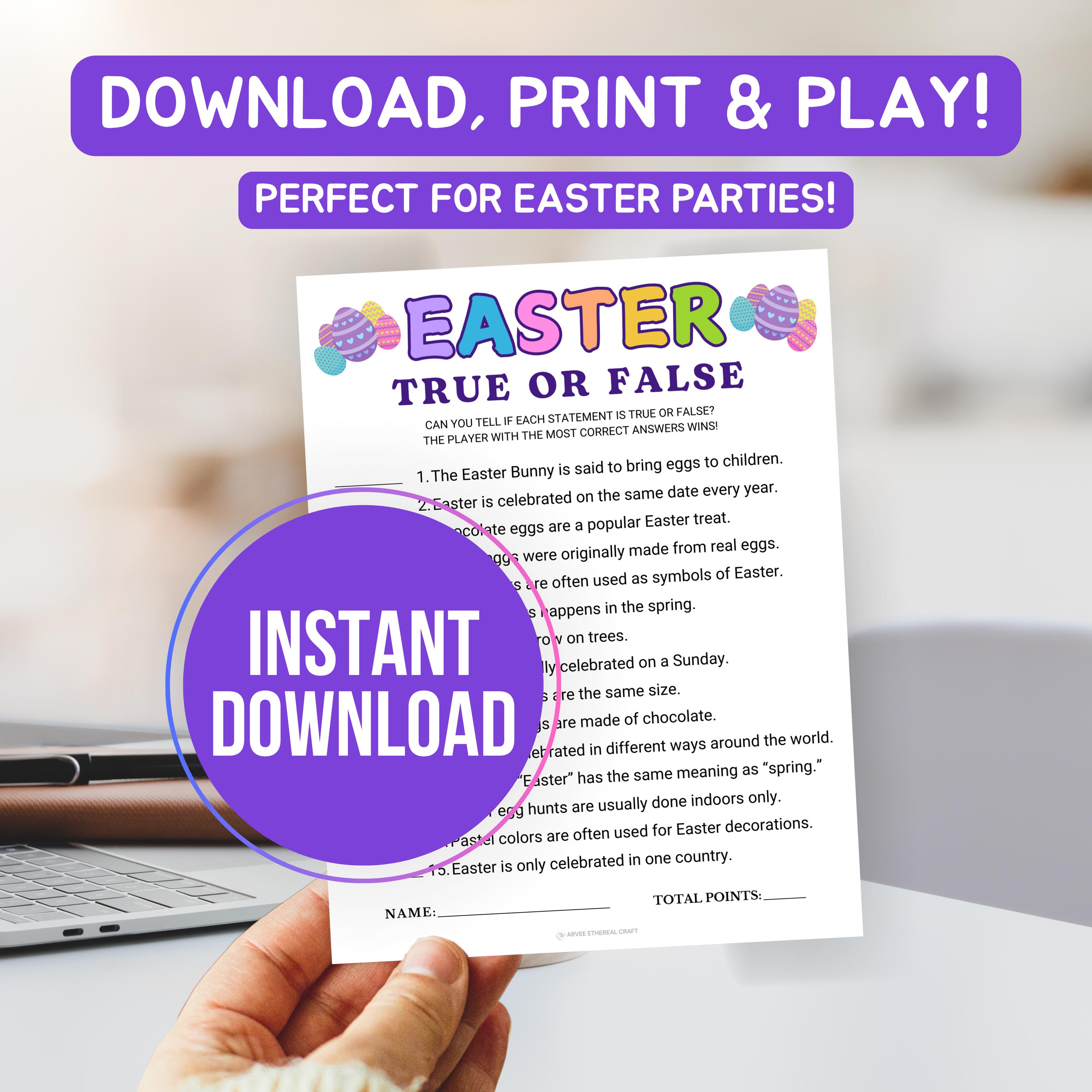 Printable Easter True or False Game, Trivia Games, General Knowledge ...