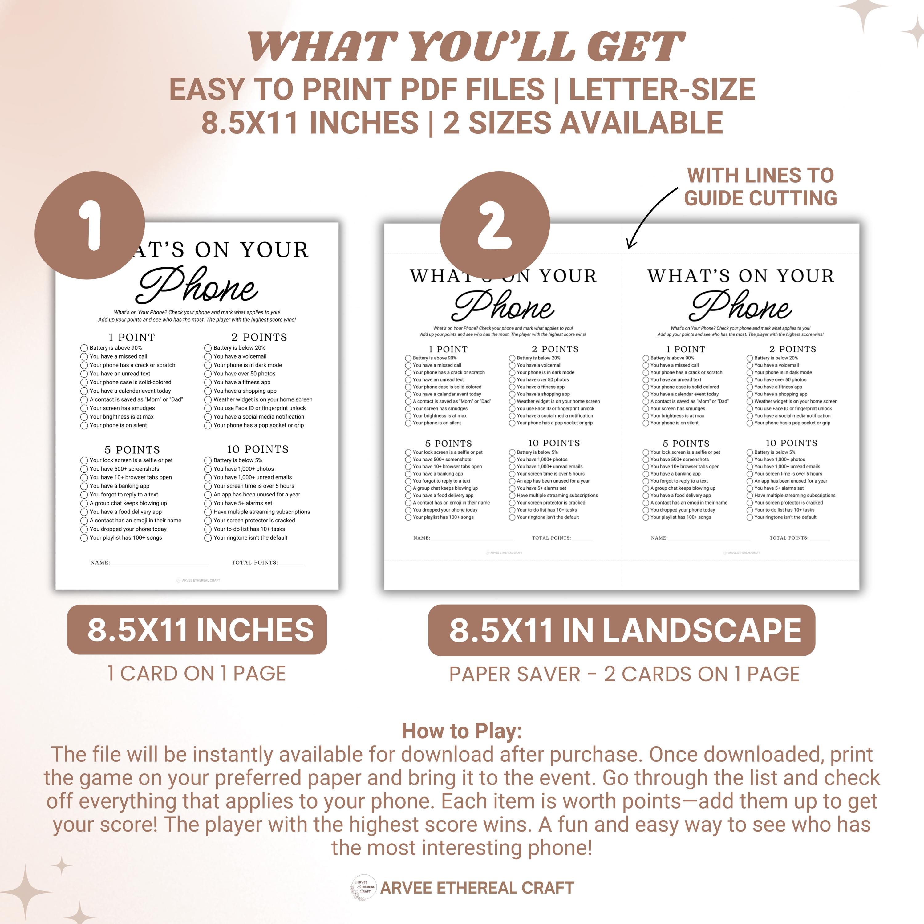 What’s on Your Phone Game, Printable Cell Phone Game, Family Reunion ...