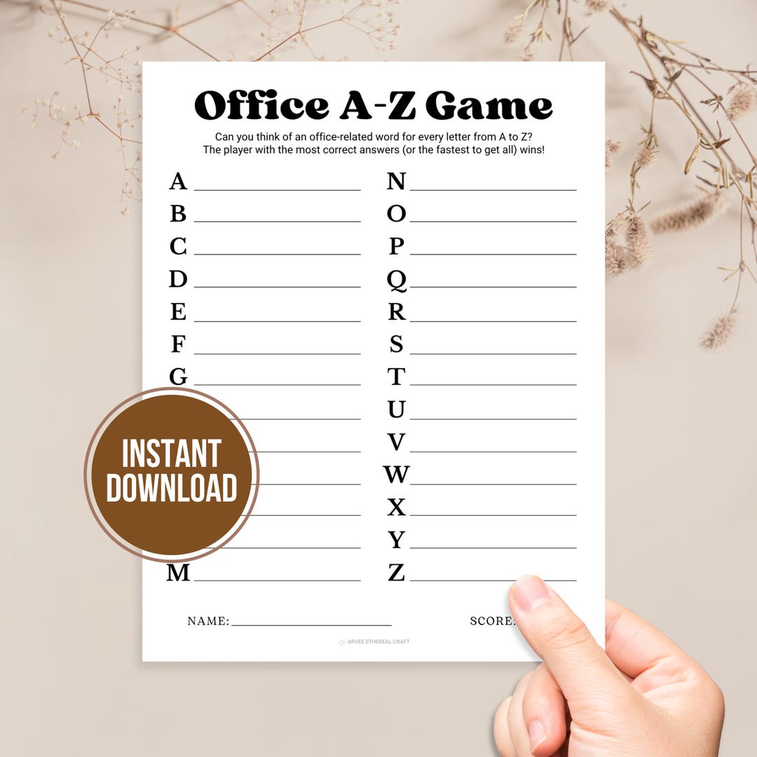 A to Z Game, Printable Alphabet Game, A-Z Game, ABC Games, A-Z Word ...