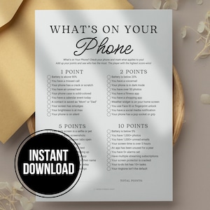 What’s on Your Phone Game, Printable Cell Phone Game, Family Reunion ...