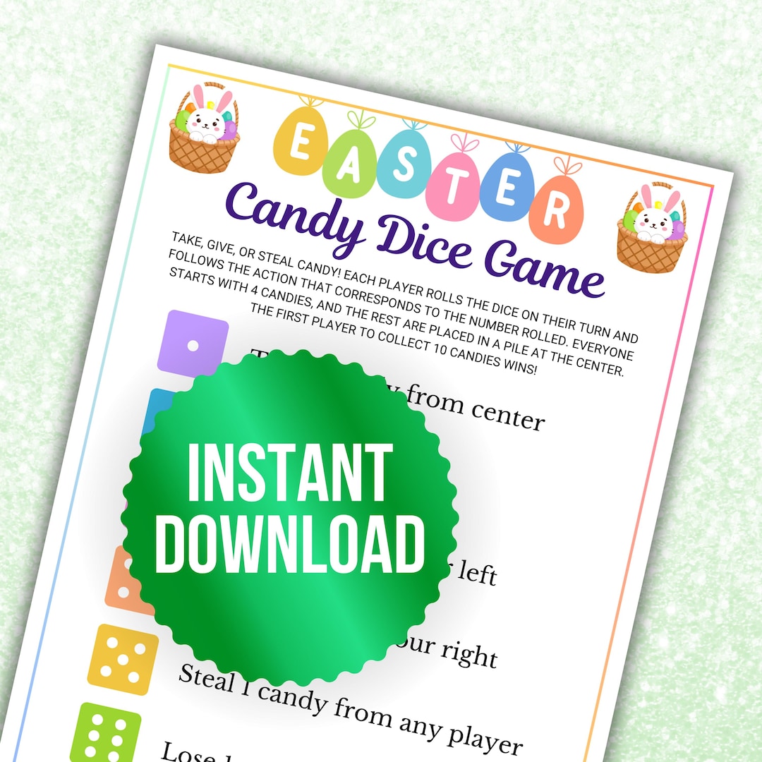 Candy Dice Game, Printable Candy Dice Roll Game, Candy Activity Game ...