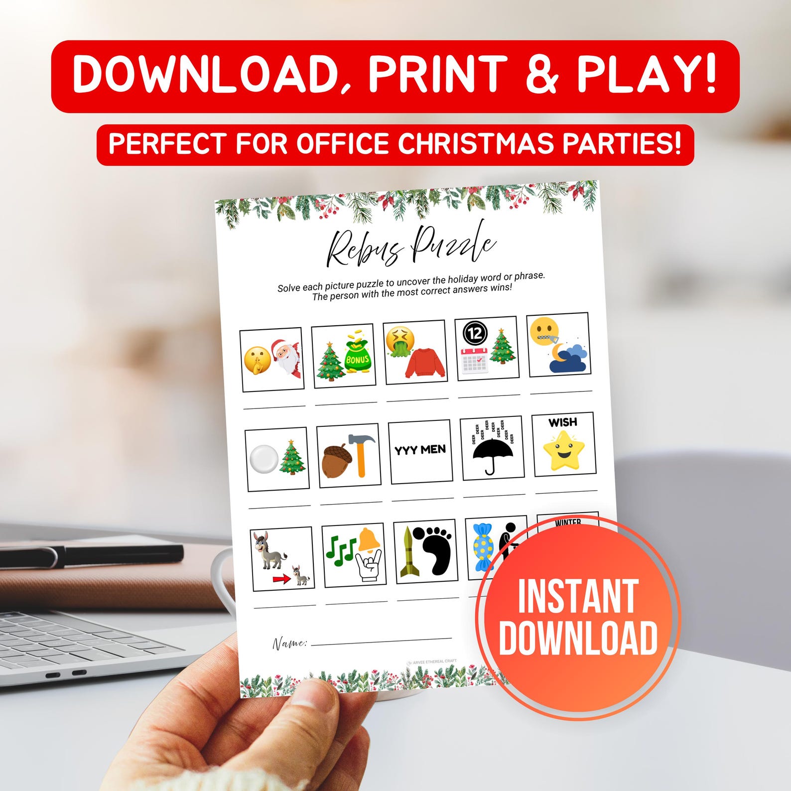 Christmas Rebus Game, Office Team Building Games, Printable Rebus ...