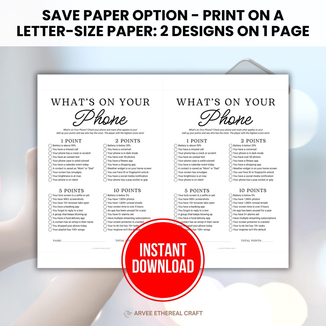 What’s on Your Phone Game, Printable Cell Phone Game, Family Reunion ...