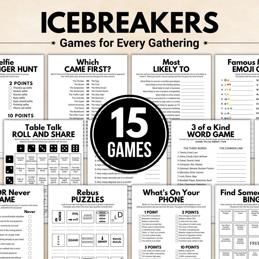 Icebreaker Games Bundle, Office Team Building Games, Getting to Know ...
