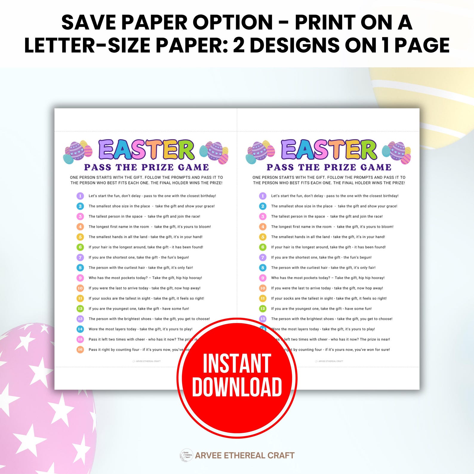 Easter Pass the Prize Game, Easter Activity Pass the Gift Present Game ...