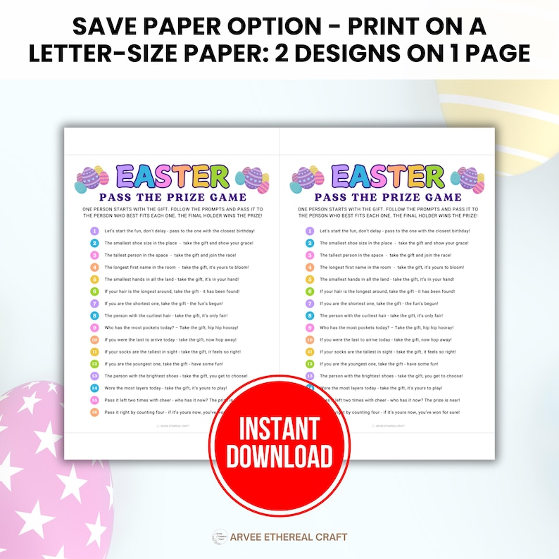 Easter Pass the Prize Game, Easter Activity Pass the Gift Present Game ...