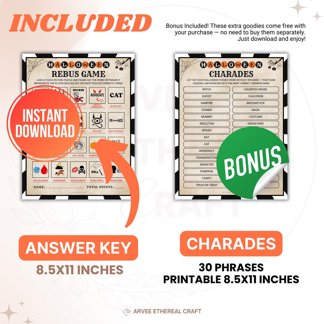 Halloween Rebus Game, Printable Rebus Puzzles, Picture Puzzle Quiz ...