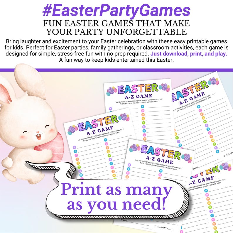 Printable Easter A to Z Game, Alphabet Game, A-Z Game, ABC Games, A-Z ...