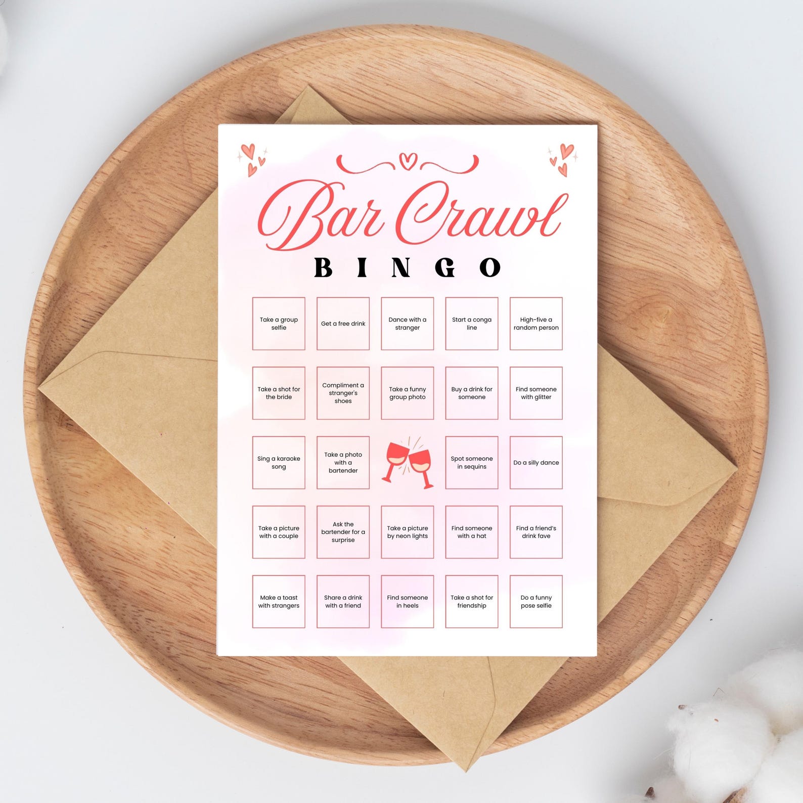Bar Crawl Bingo Game, Bachelorette Party Bar Scavenger Hunt, Ladies ...