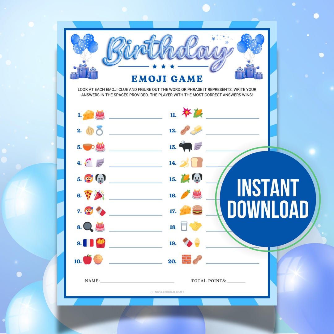 Emoji Game, Printable Emoji Quiz, Emoji Guessing Game, Guess the Emoji ...