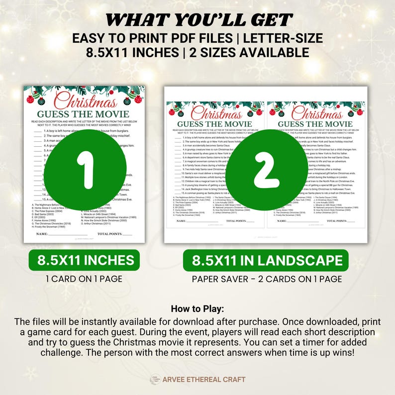 Christmas Guess the Movies Game, Printable Christmas Movies Quiz, Movie ...