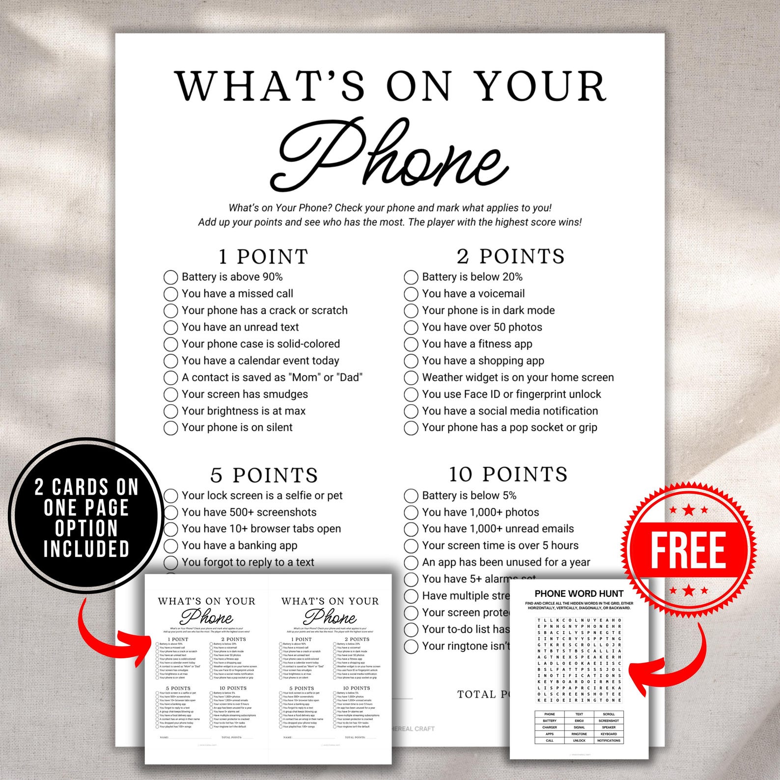 Printable Cell Phone Game, What’s on Your Phone Game, Family Reunion ...